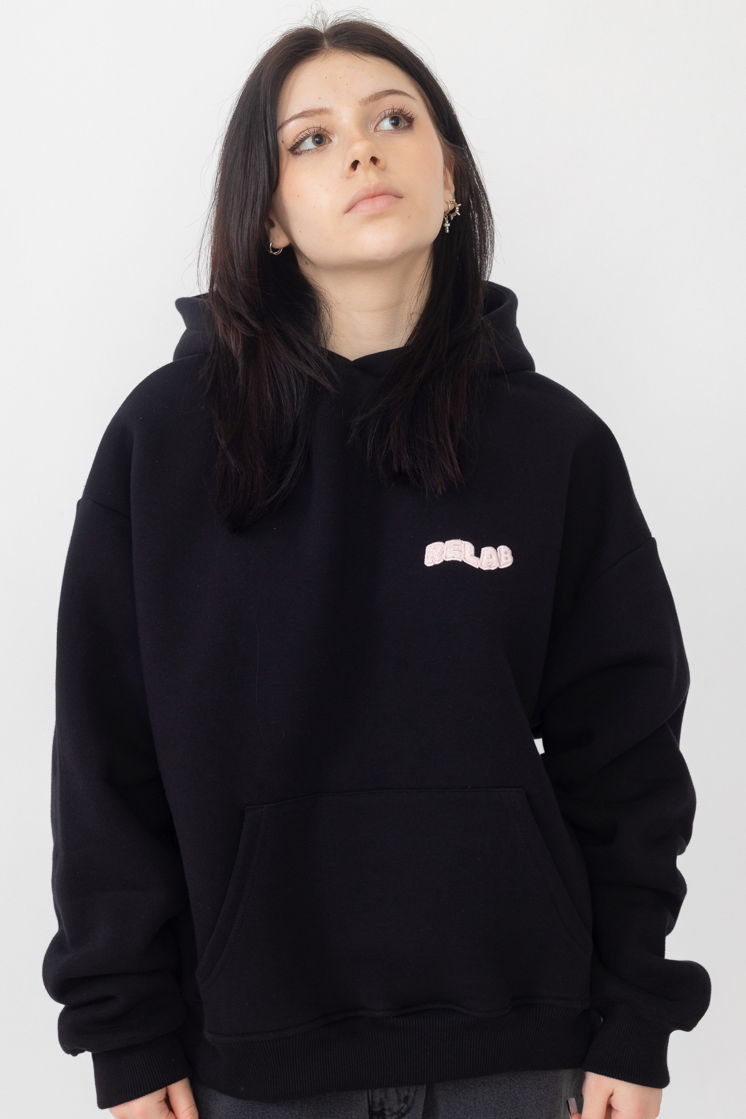 Bluza Z Kapturem Relab Basic Black Pink