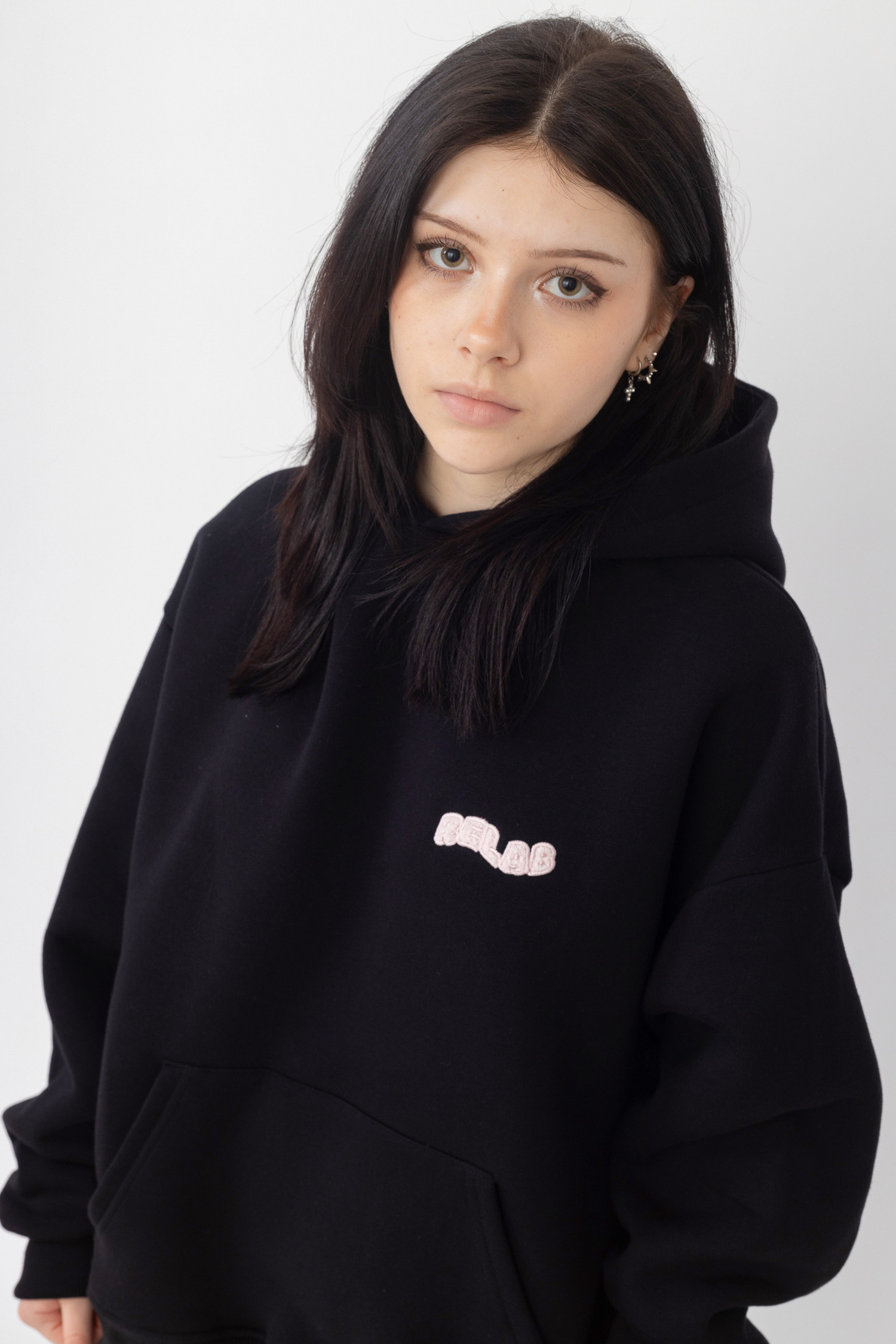 Bluza Z Kapturem Relab Basic Black Pink