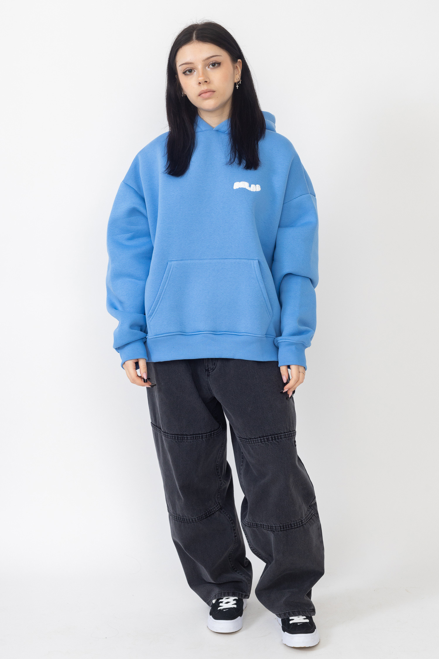 Bluza Z Kapturem Relab Basic Blue White