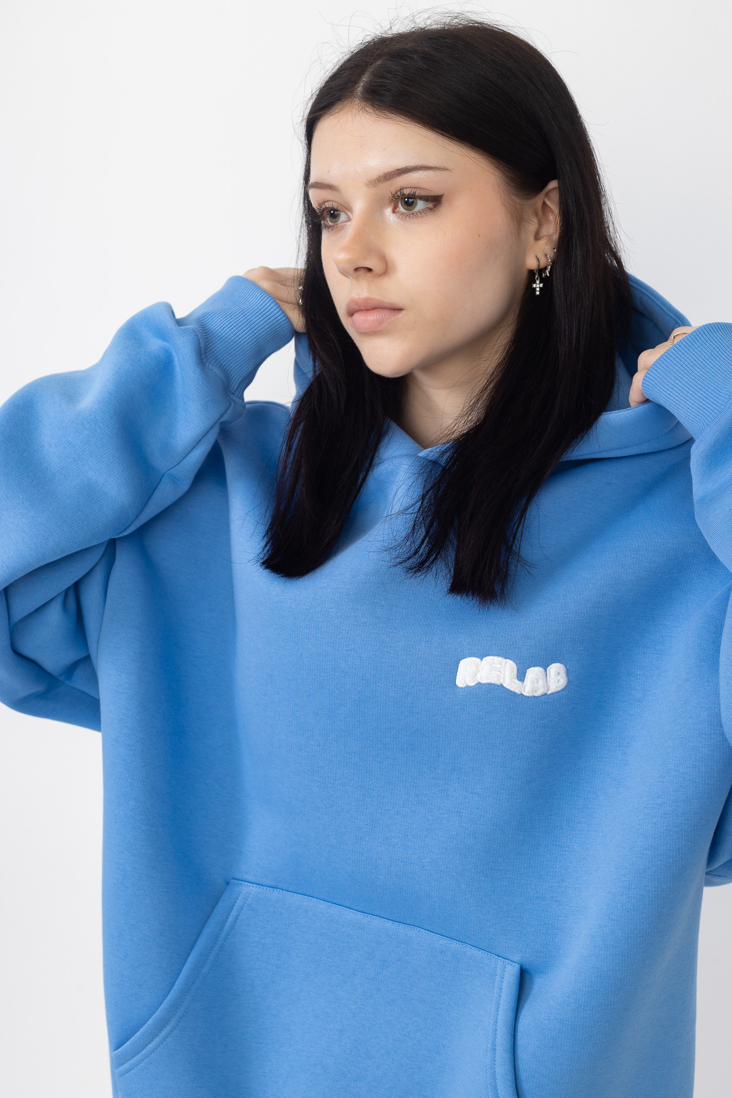 Bluza Z Kapturem Relab Basic Blue White