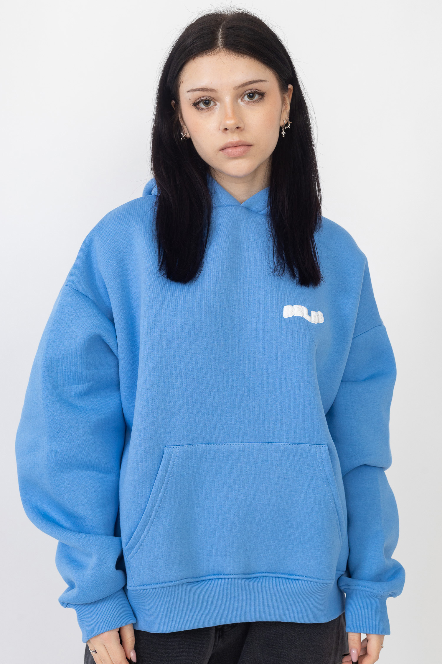 Bluza Z Kapturem Relab Basic Blue White