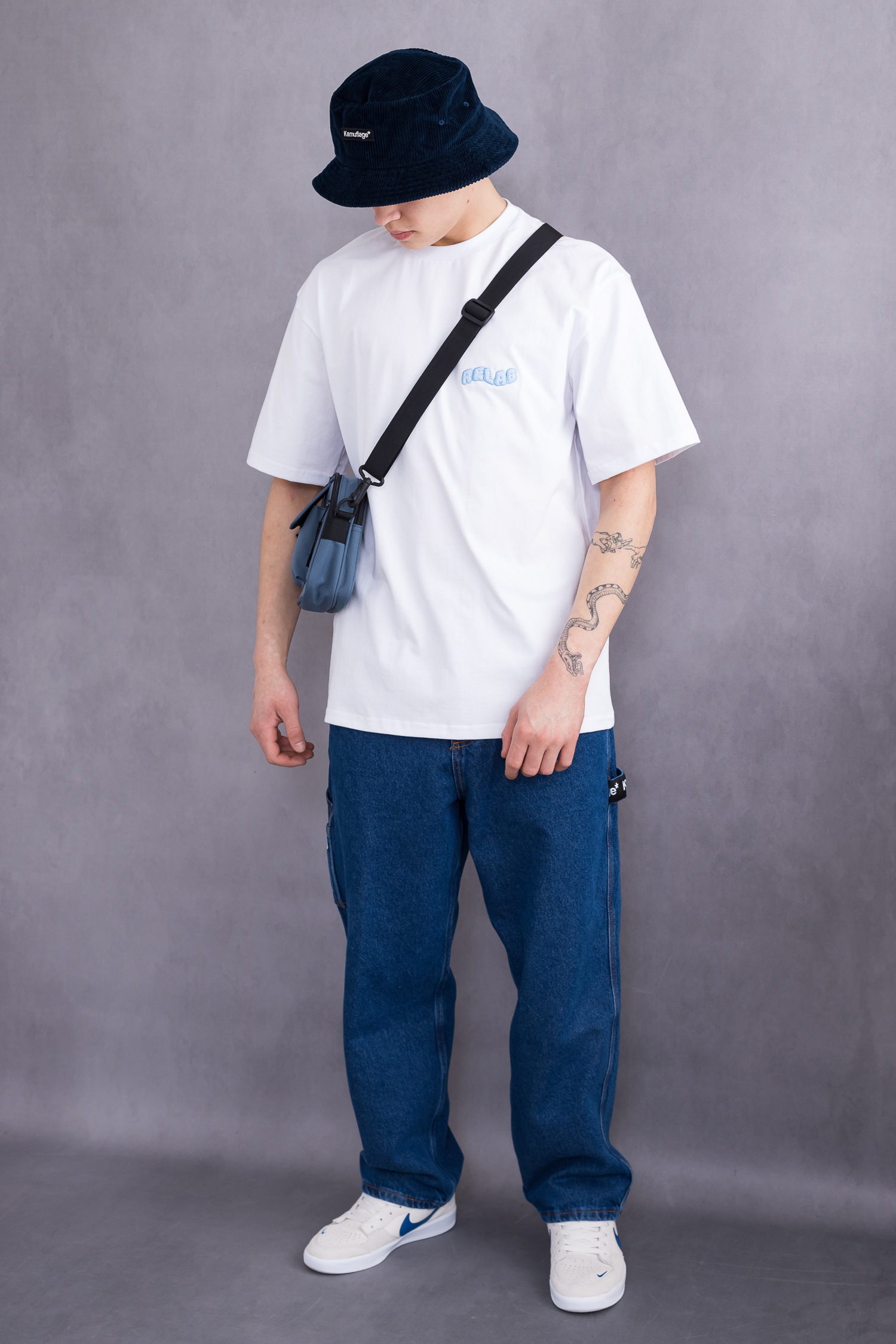 Koszulka T-shirt Relab Basic Logo White Blue
