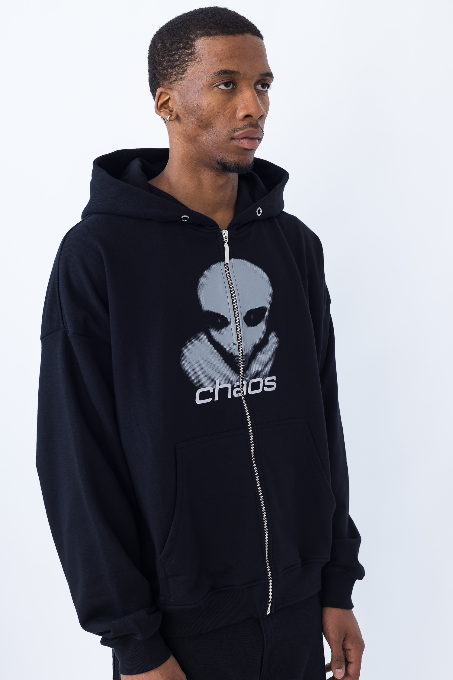 Chaos Alien Zip Hoodie Black