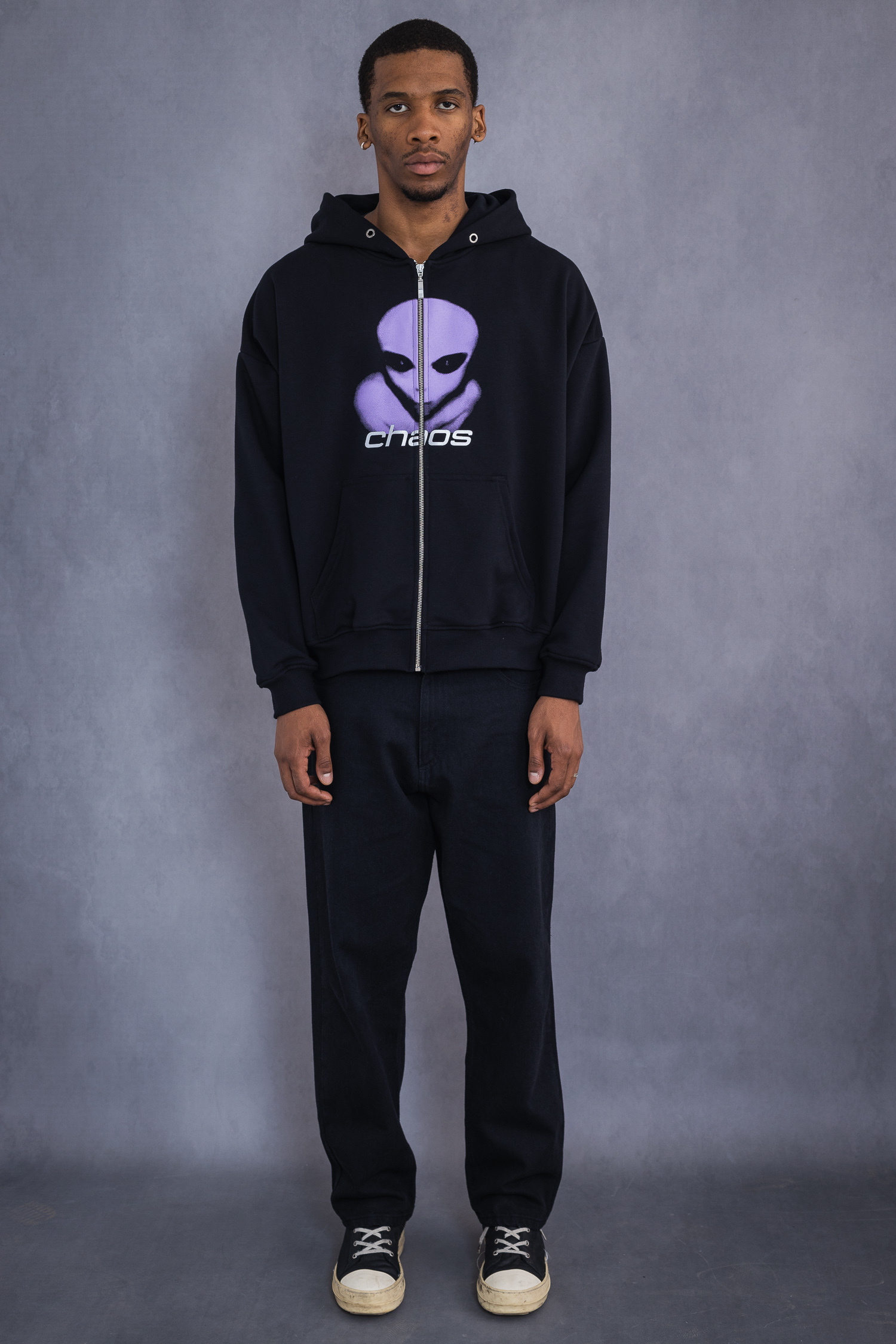 Chaos Alien Zip Hoodie Black Violet