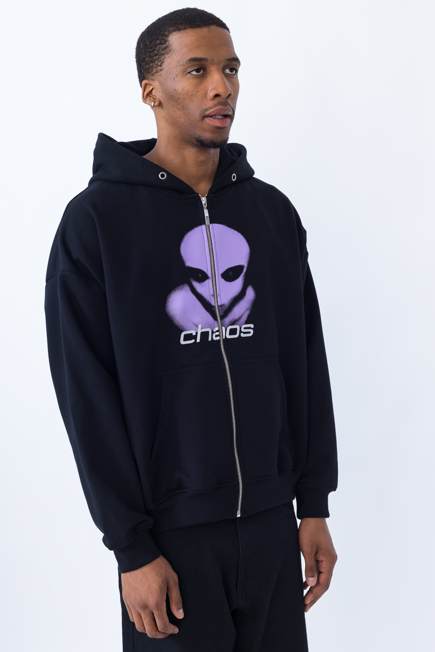 Chaos Alien Zip Hoodie Black Violet