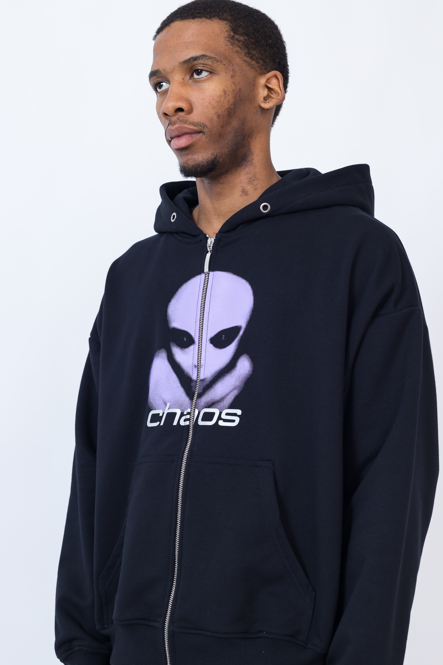 Chaos Alien Zip Hoodie Black Violet