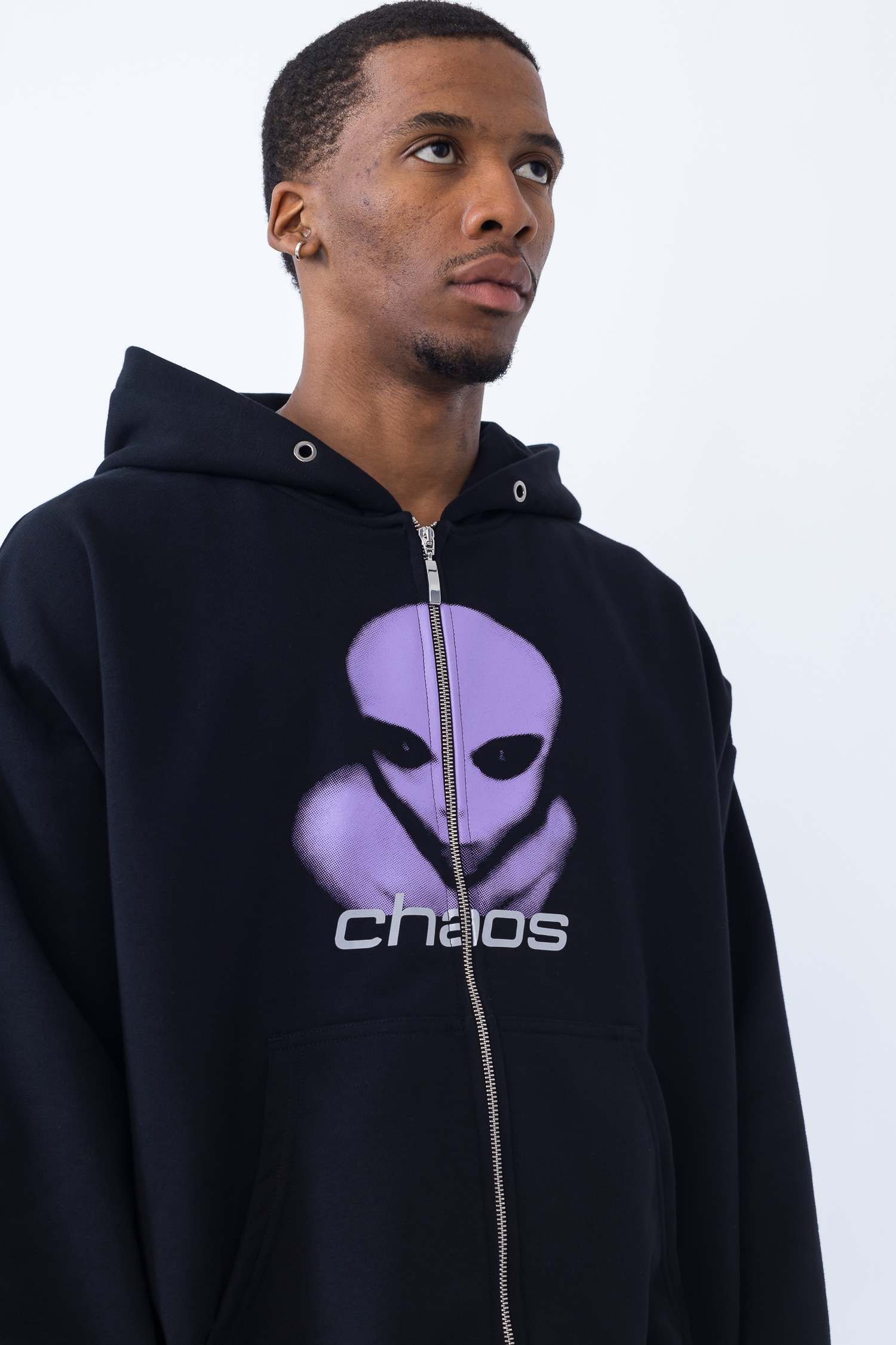 Chaos Alien Zip Hoodie Black Violet