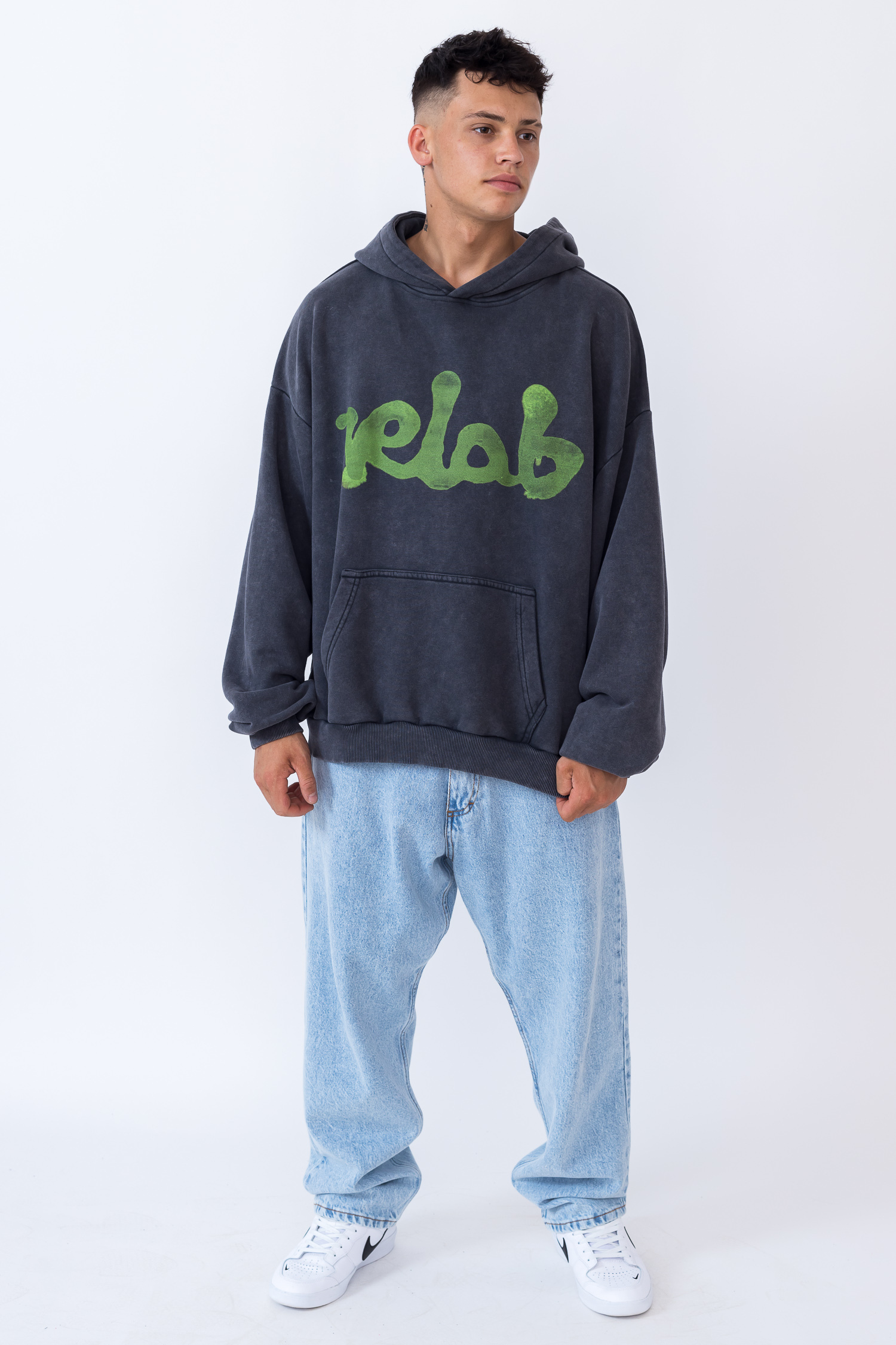 Bluza Z Kapturem Relab Watercolor Grey Green