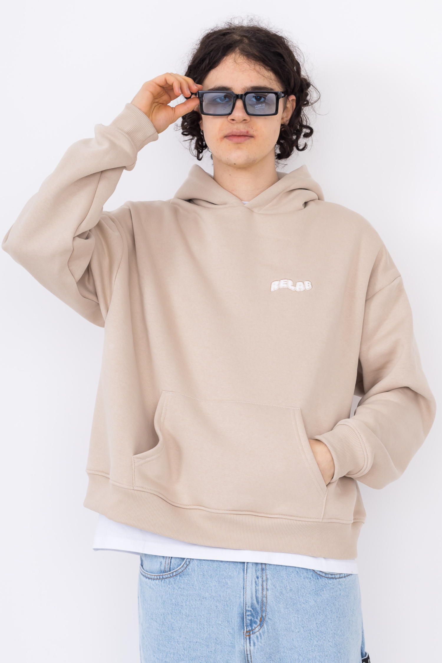 Bluza Z Kapturem Relab Basic Begie White