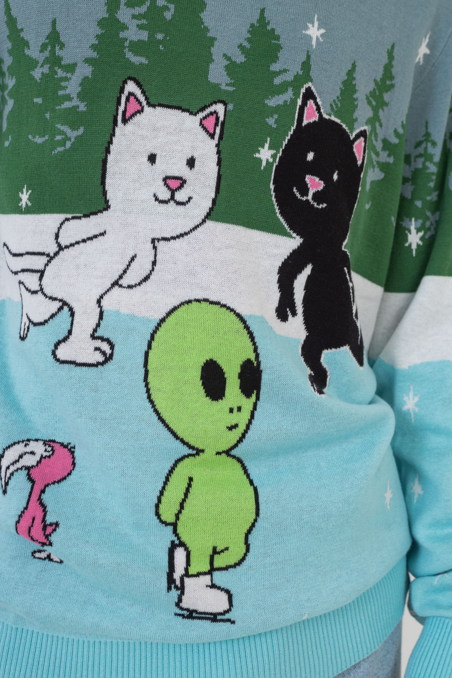 Ripndip Skating With Friends Knit Sweater Light Blue RNDHOL23112