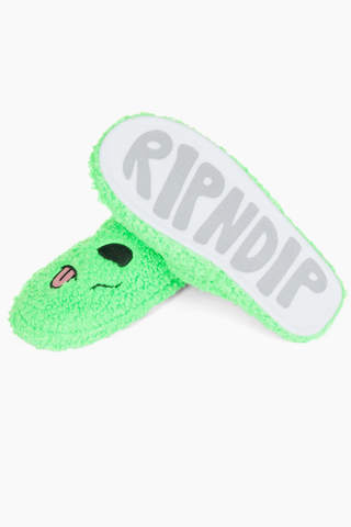 Ripndip Alien Face Fuzzy Sliders Green RND9790