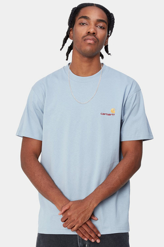 Koszulka T-shirt Carhartt WIP American Script Frosted Blue I029956-0F4XX