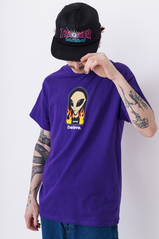 Thrasher X Alien Workshop Believe T-shirt Purple