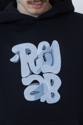 Bluza Z Kapturem Relab White 3D Black