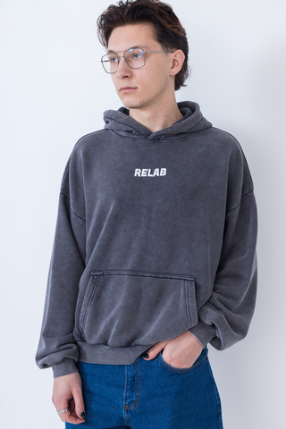 Bluza Z Kapturem Relab Basic Grey Washed