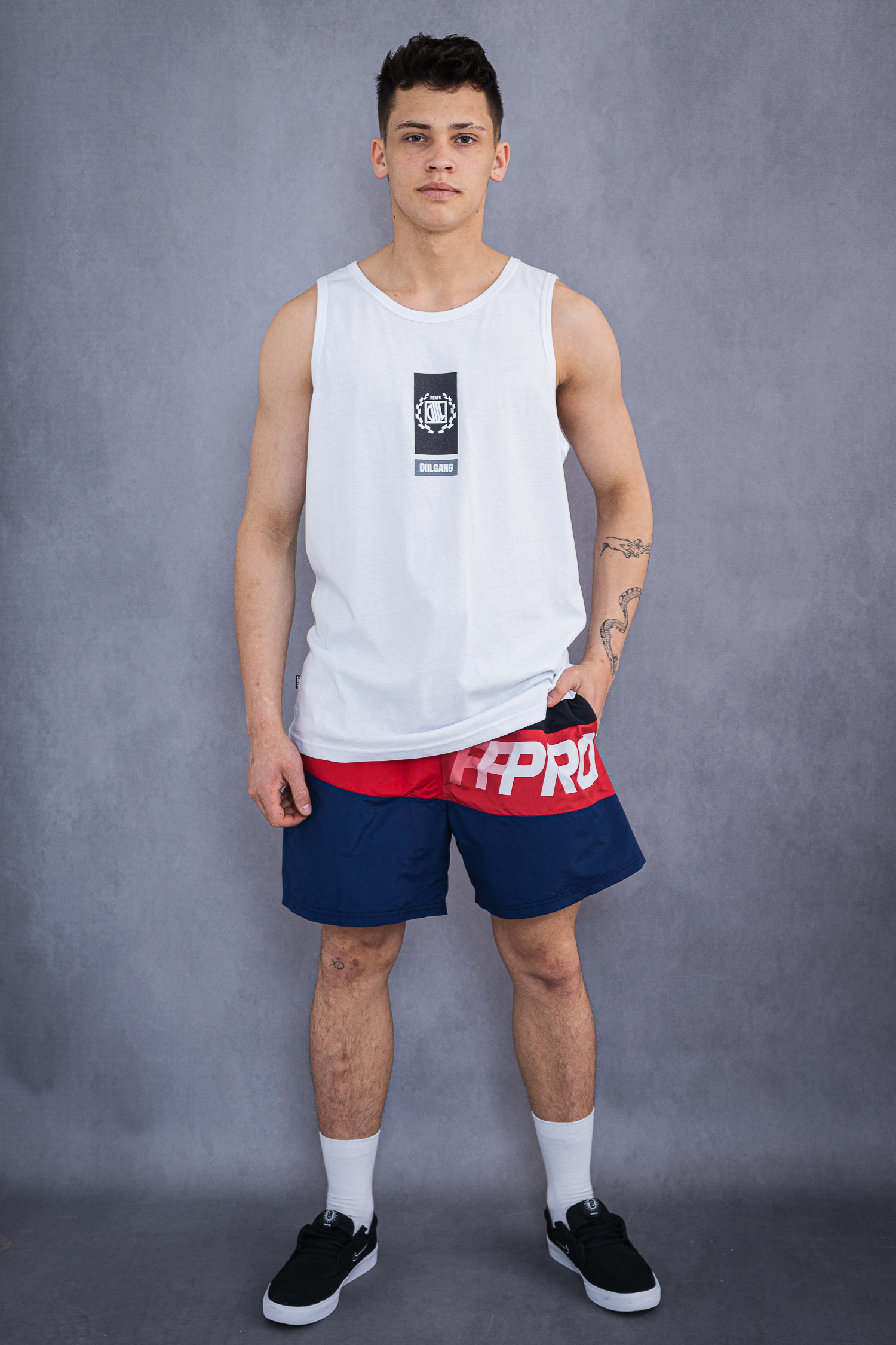 Diil Block Tank Top White