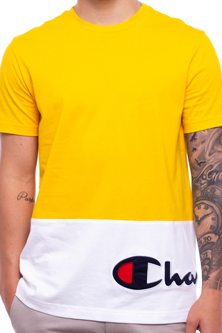 Champion Colur Block Warparound Logo T-shirt Citrus White 214208 YS022