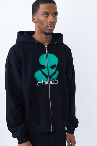 Mikina Na Zip Chaos Alien Zip Hoodie Black
