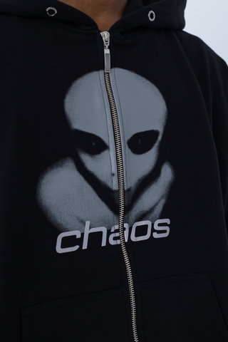 Chaos Alien Zip Hoodie Black