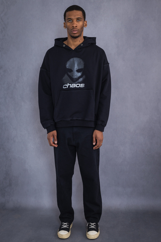 Chaos Alien Distressed Hoodie Black Black