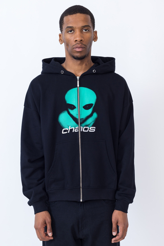 Mikina Na Zip Chaos Alien Zip Hoodie Black