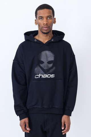 Chaos Alien Distressed Hoodie Black Black