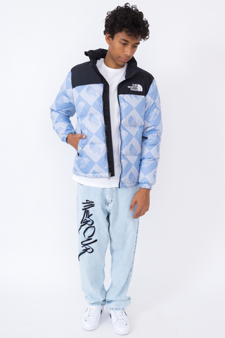 The North Face 1996 Retro Nuptse Youth Jacket Dusty Periwinkle Logo ...