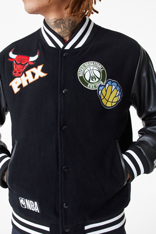 New Era New NBA All Over Badge Jacket Black 60416374