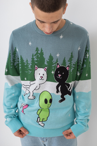 Ripndip Skating With Friends Knit Sweater Light Blue RNDHOL23112